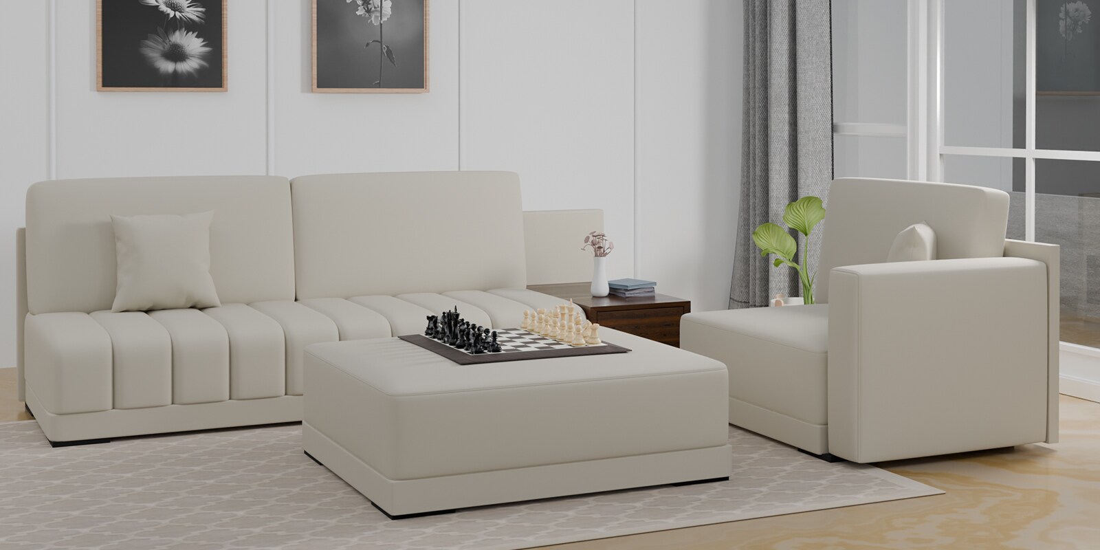 Buy Elite Vevet LHS Sectional Sofa in Ivory Colour at 25% OFF by Adorn ...