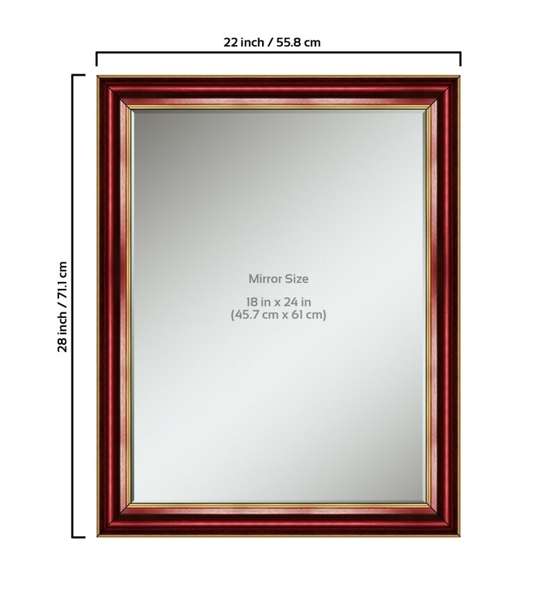 Buy Wooden Rectangle Wall Mirror in Maroon colour by Elegant Arts ...