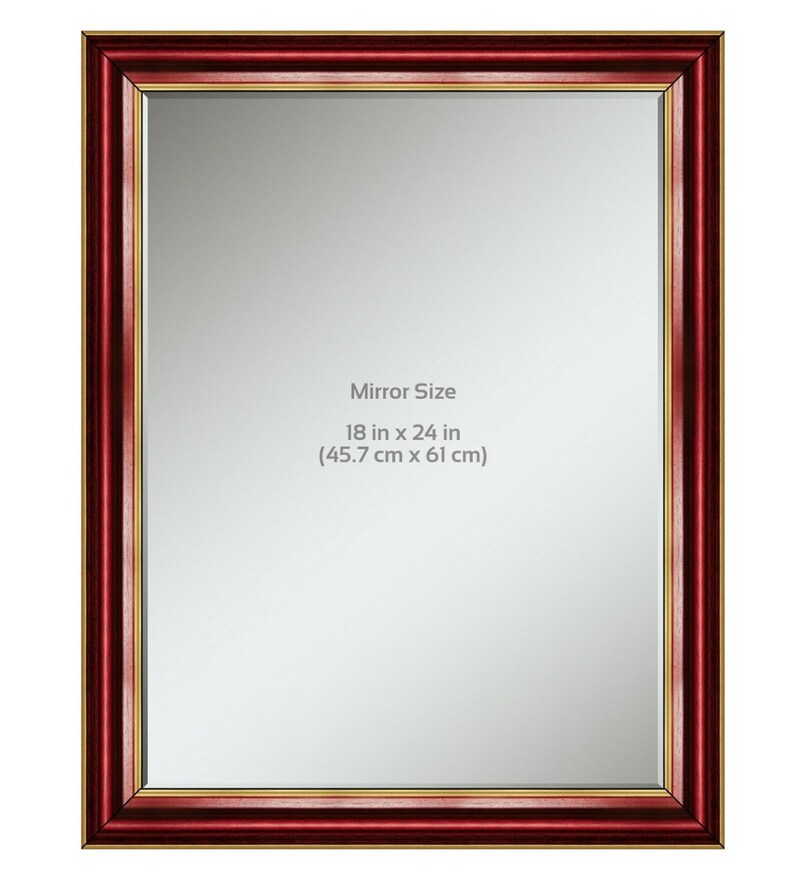 Buy Wooden Rectangle Wall Mirror in Maroon colour by Elegant Arts ...