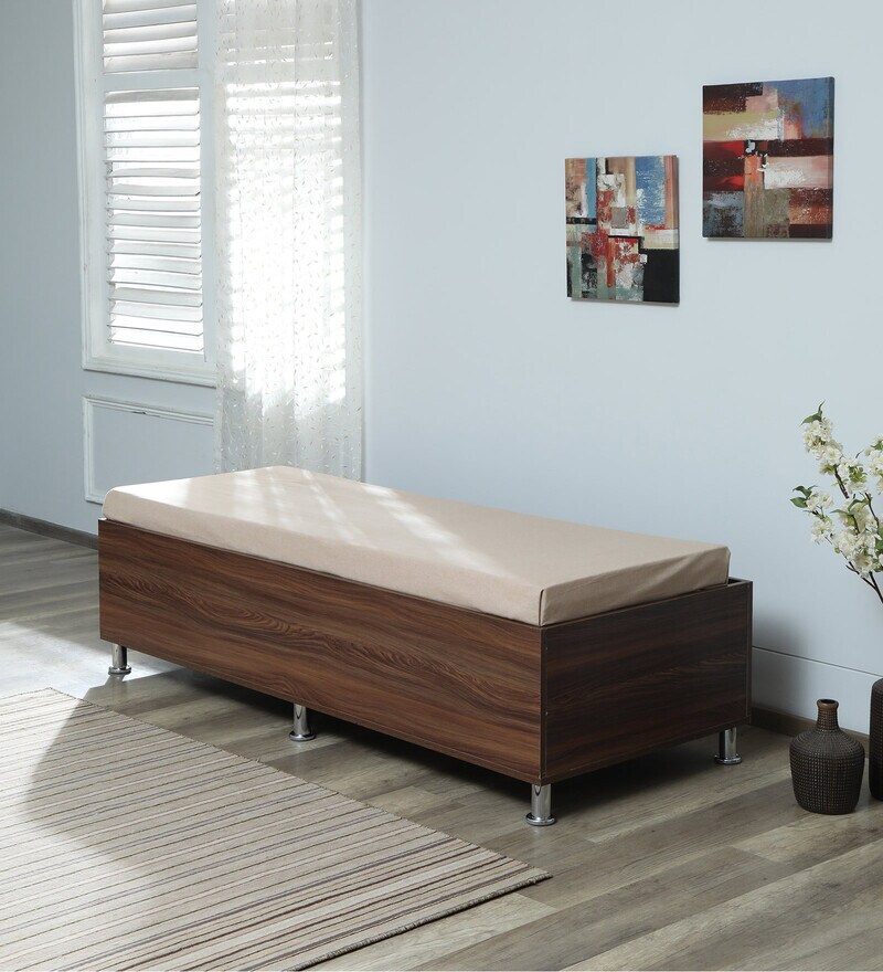 Buy Elijah Single Bed in Brown Finish with Box Storage by Caspian ...