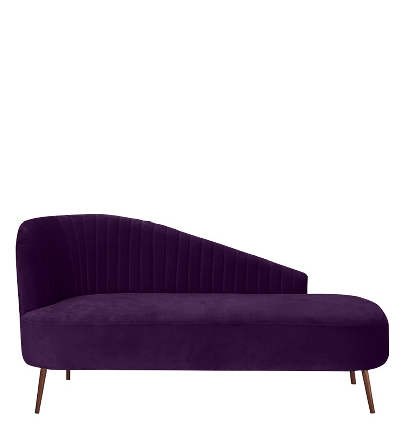 Buy Elite LHS Velvet Chaise Lounger in Purple Colour by Dreamzz ...