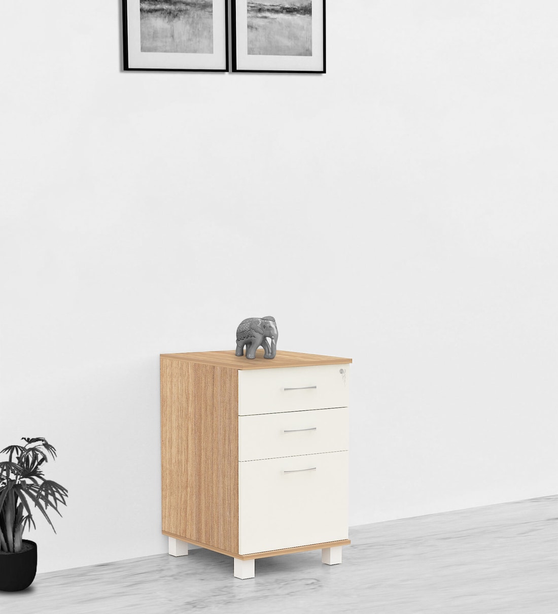 Buy Embassy 3 Drawer File Cabinet In Lyon Teak & Frosty White Finish ...