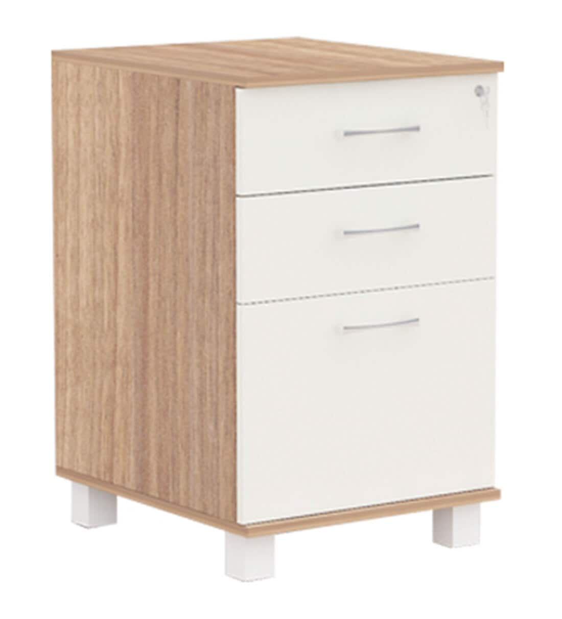 Buy Embassy 3 Drawer File Cabinet In Lyon Teak & Frosty White Finish ...