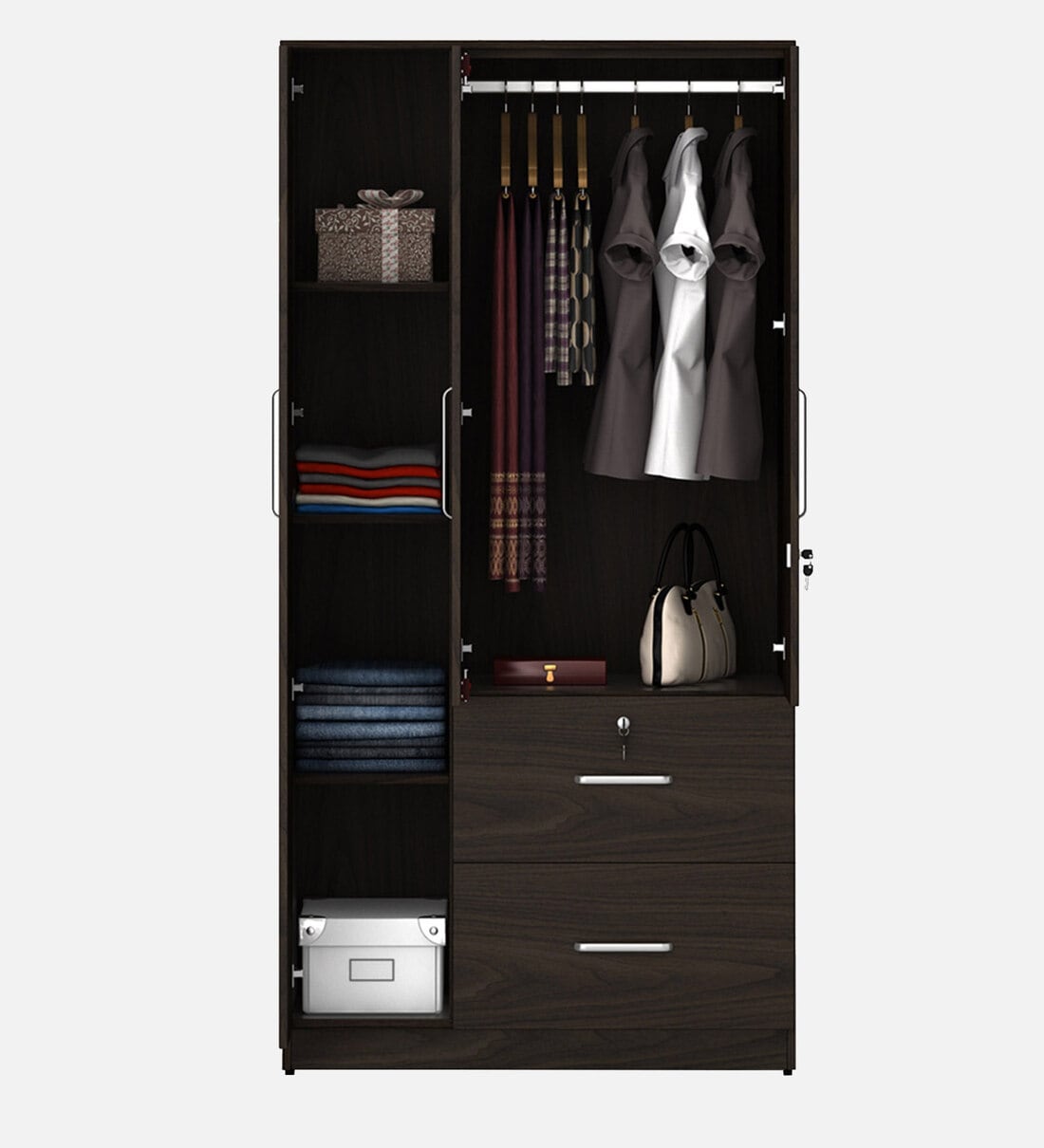 Buy Emika 3 Door Wardrobe in Urban Walnut Finish By Mintwud Online - 3 ...