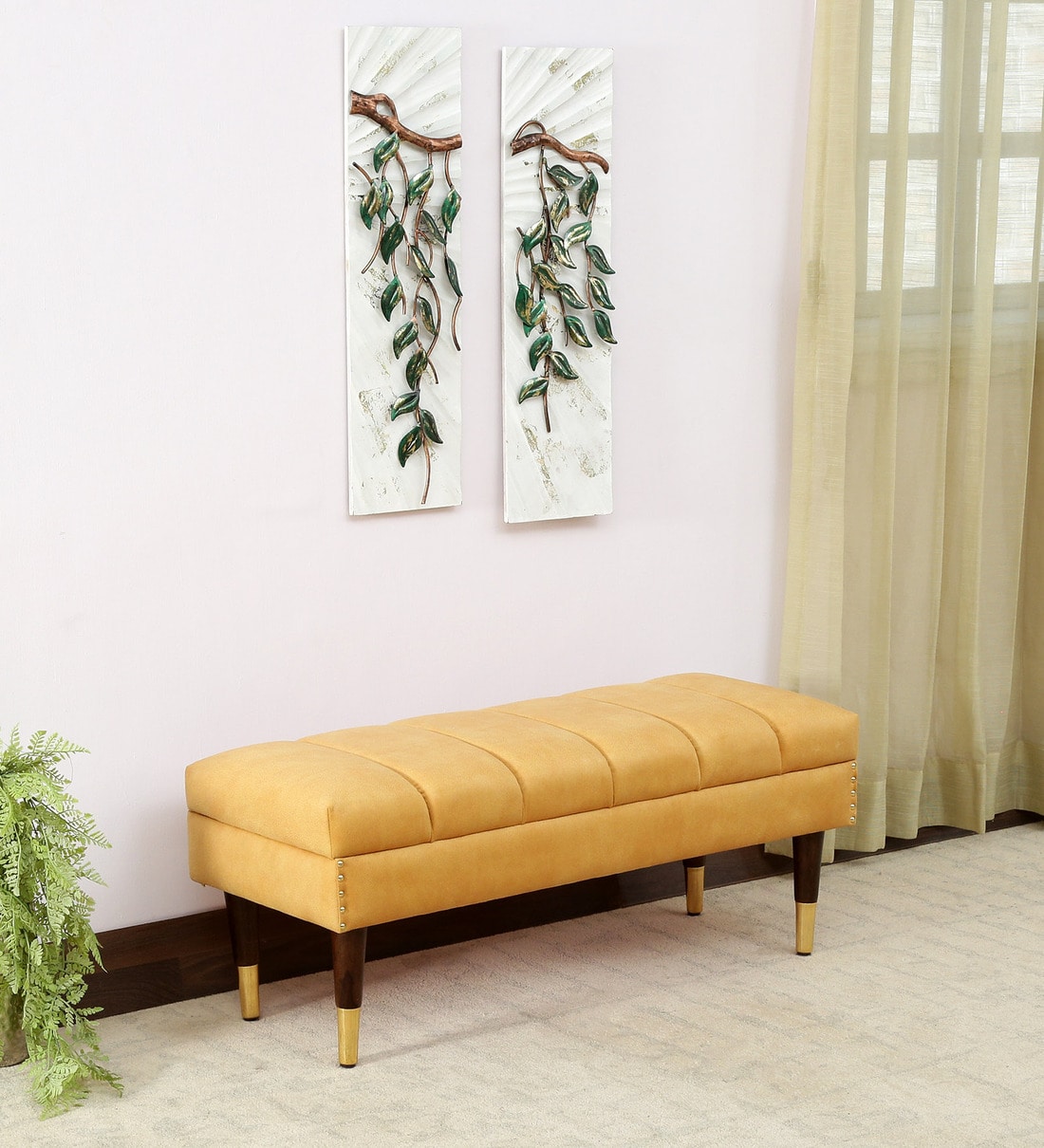 Buy Emmy Upholstered Bench In Yellow Colour at 16% OFF by Bohemiana ...