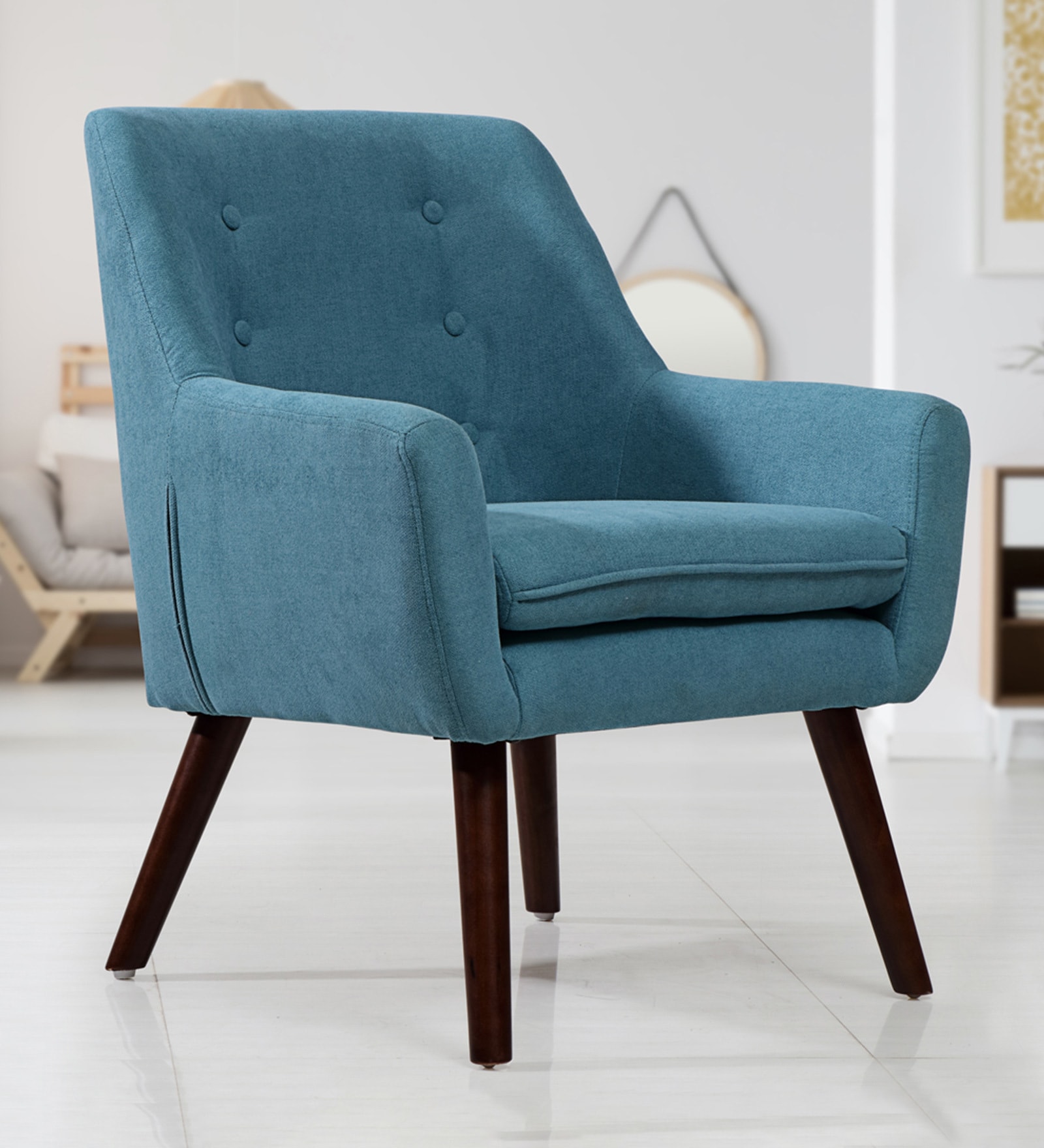 Buy Ema Accent Chair in Blue Colour at 30% OFF by Evok | Pepperfry