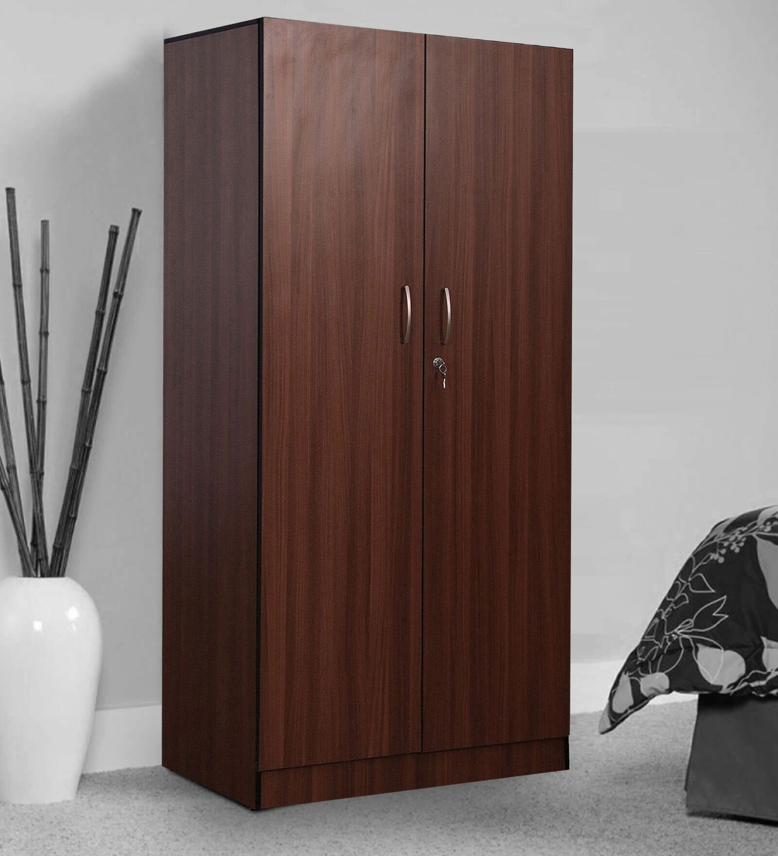 Buy Embla Two Door Wardrobe in Classic Walnut Finish by Decor Modular ...