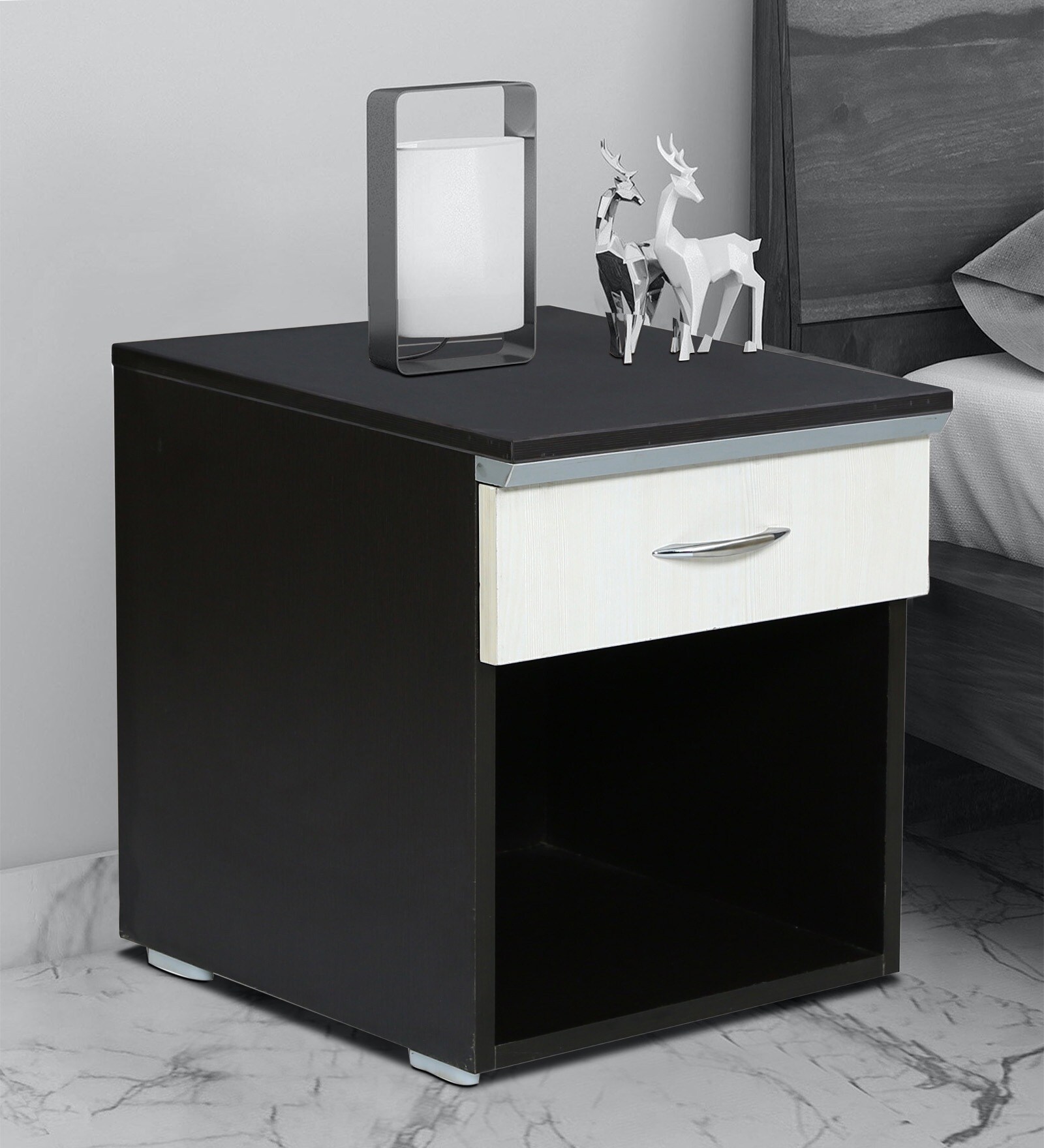 Buy Emerald Bedside Table in Wenge & White Finish with Drawer at 21% ...