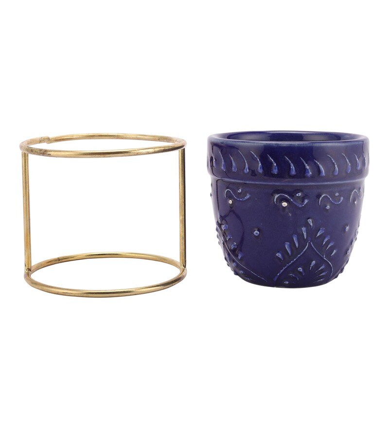Buy Embossed Stoneware Planter with Stand by MIAH Decor Online - Desk ...