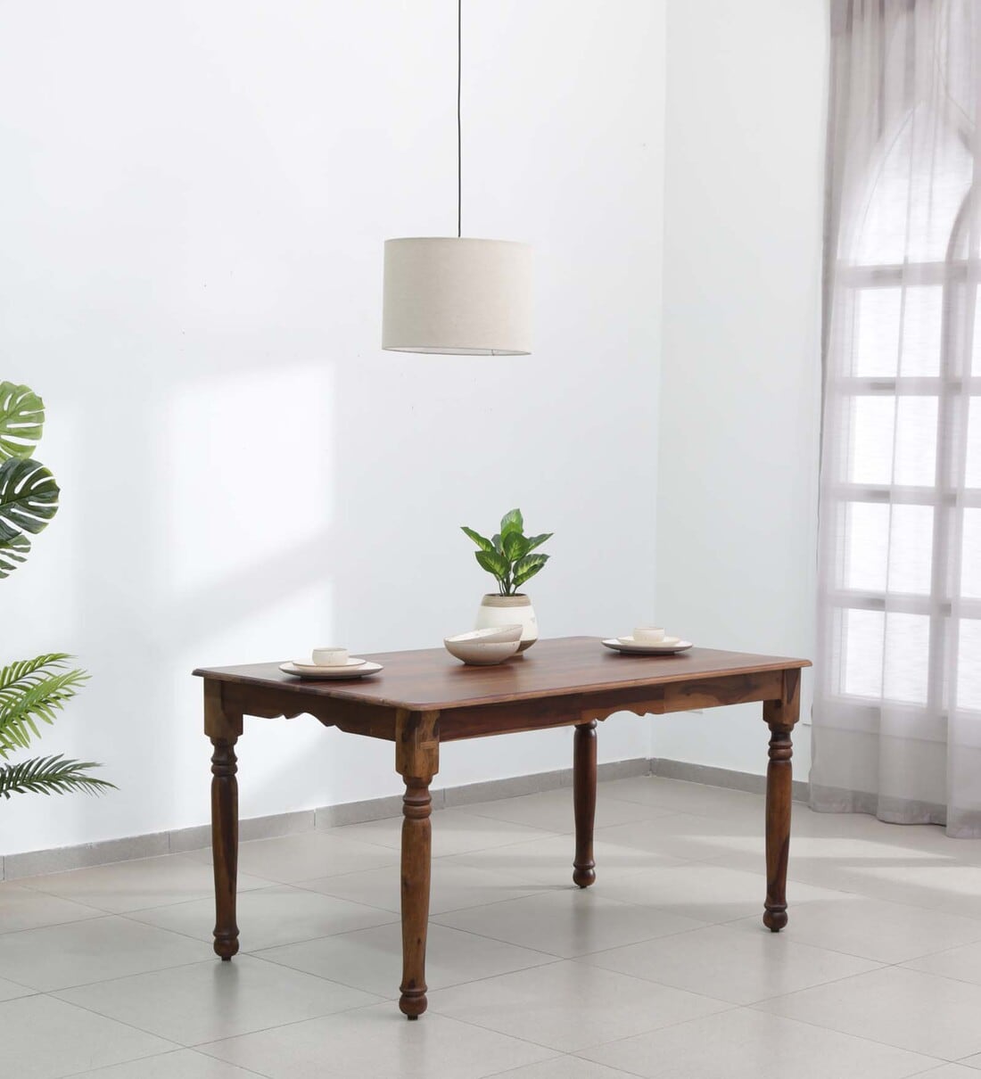 Buy Encore Sheesham Wood 6 Seater Dining Table In Provincial Teak ...