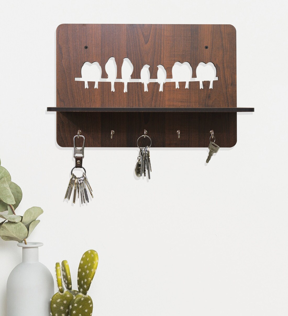 Buy Engineered Wood Floating Key Holder In Brown Colour at 40% OFF by ...