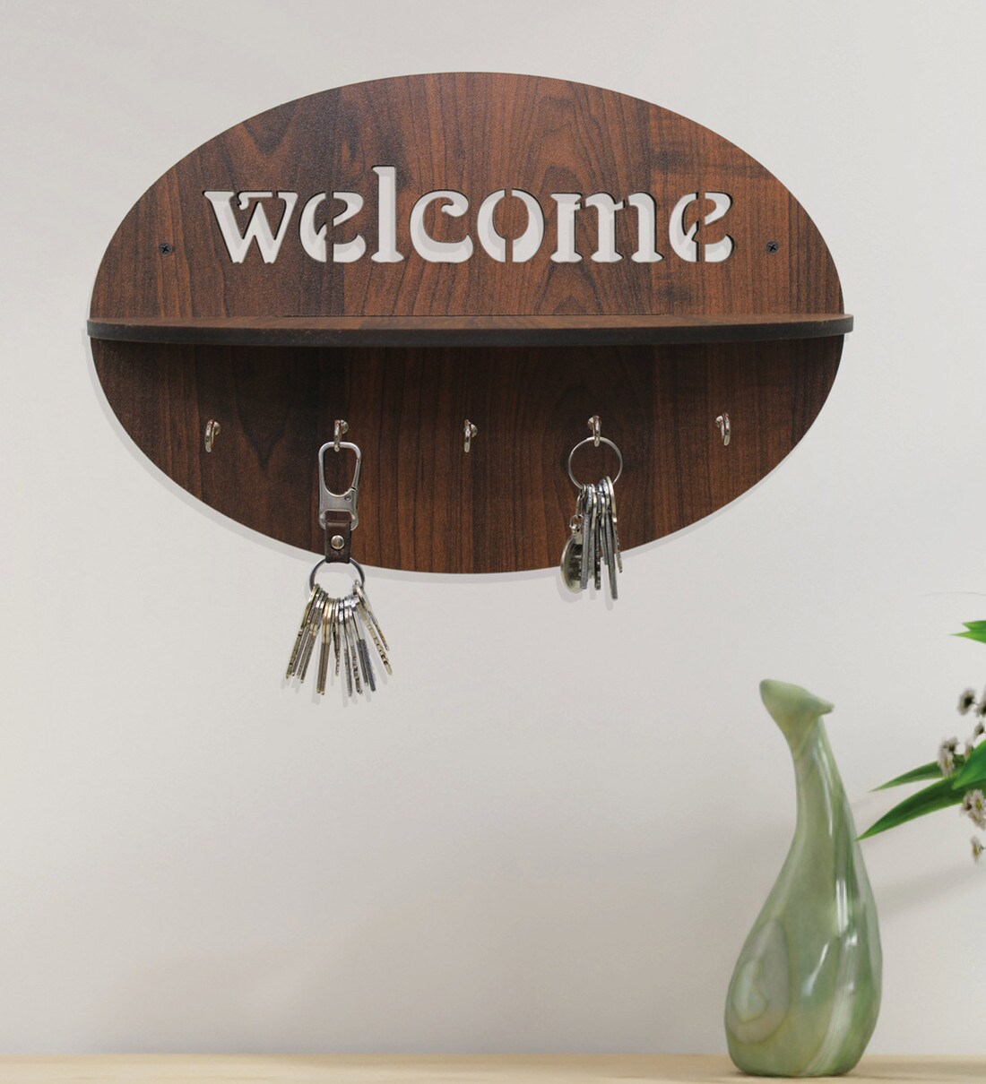 Buy Engineered Wood Floating Key Holder In Brown Colour at 22% OFF by ...