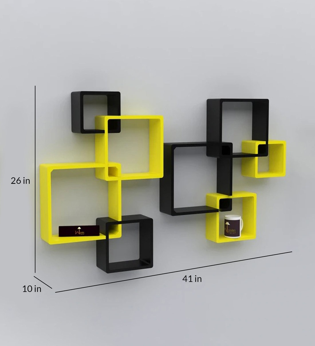 Buy Engineered Wood Floating Wallshelves in Yellow Colour By Wooden ...