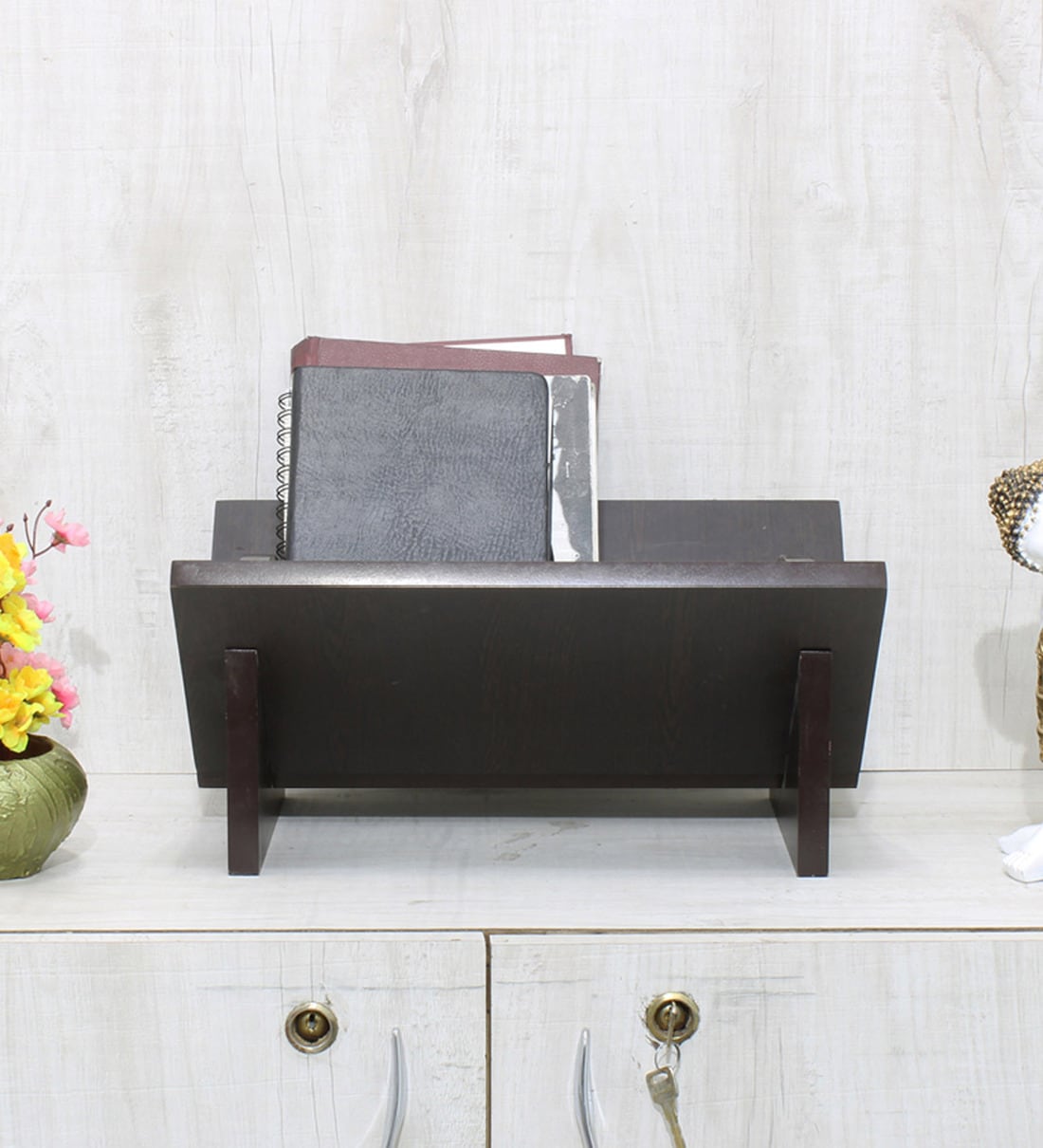 Buy V shape Portable Brown Engineered Wood Magazine Rack at 1% OFF by ...