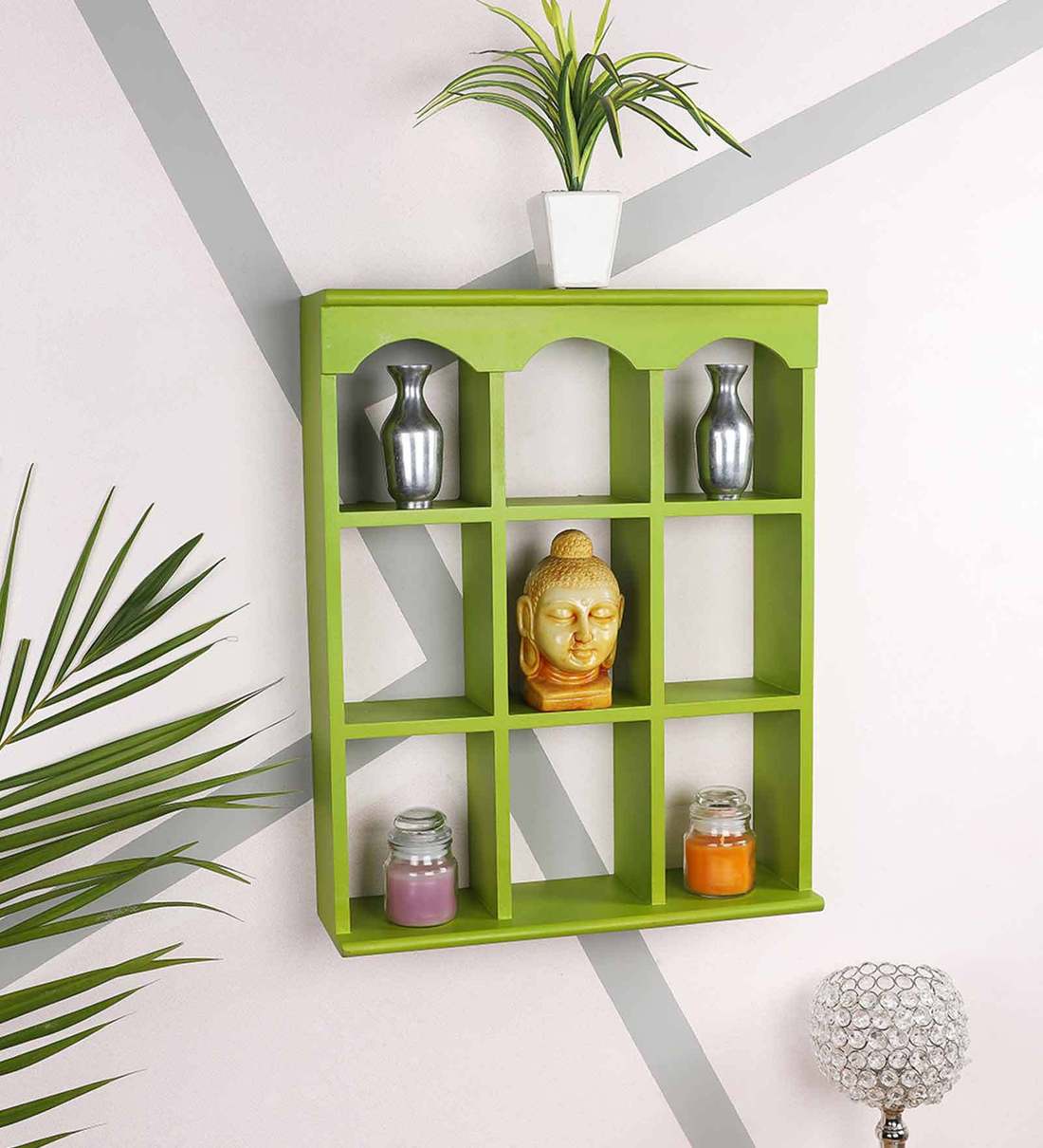 Buy Engineered Wood Wall Shelf in Green Colour By Home Sparkle at 48% ...