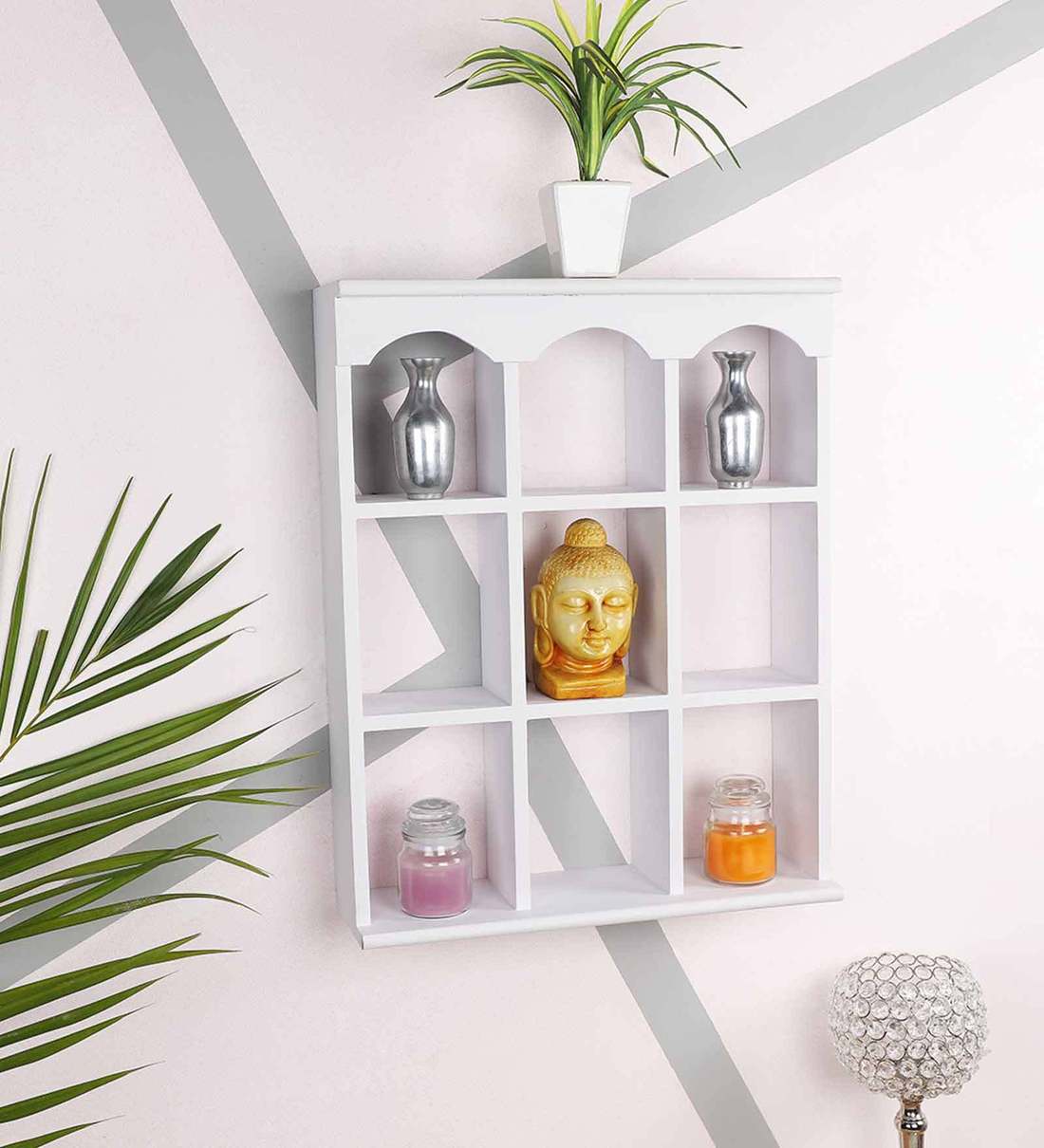Buy Engineered Wood Wall Shelf in White Colour by Home Sparkle at 29% ...