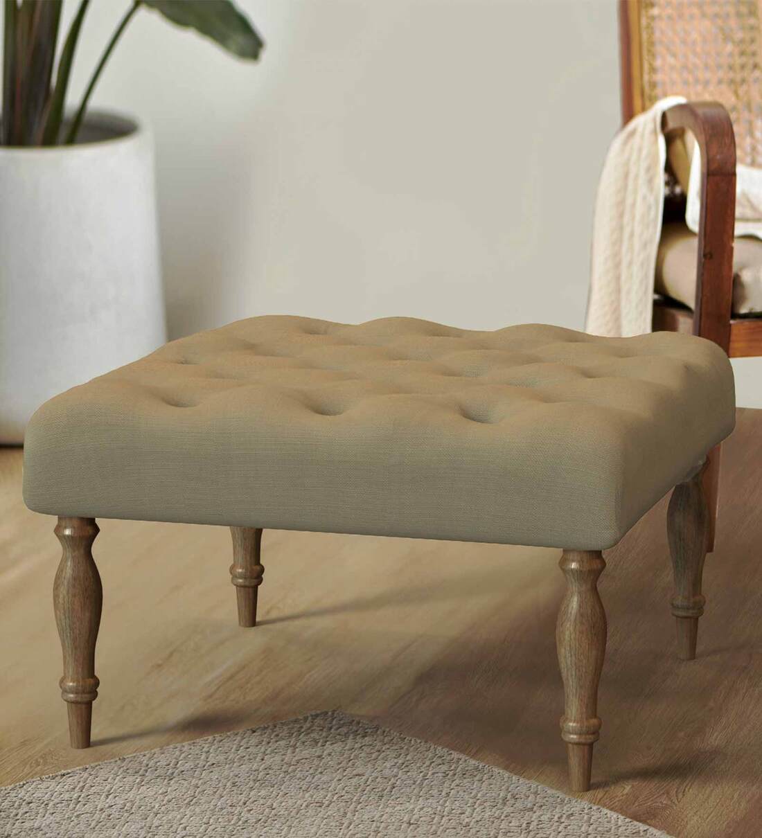 Buy English Ottoman in Beach Beige Colour at 10% OFF by Chumbak | Pepperfry