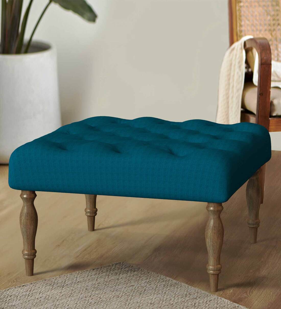 Buy English Ottoman in Mediterranian Blue Colour at 10% OFF by Chumbak ...