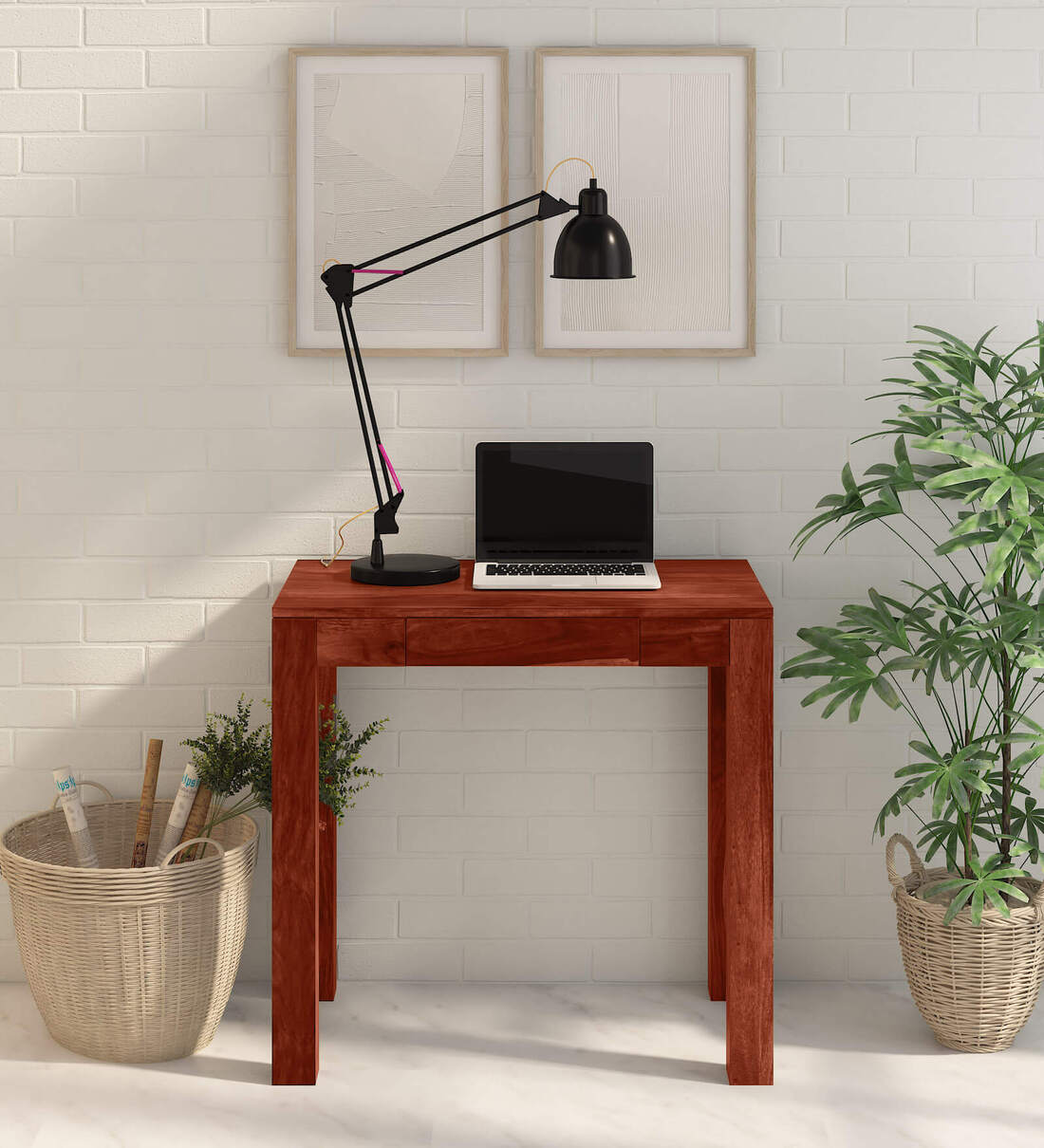 Buy Enkel Sheesham Wood Writing Table in Scratch Resistant Honey Oak ...