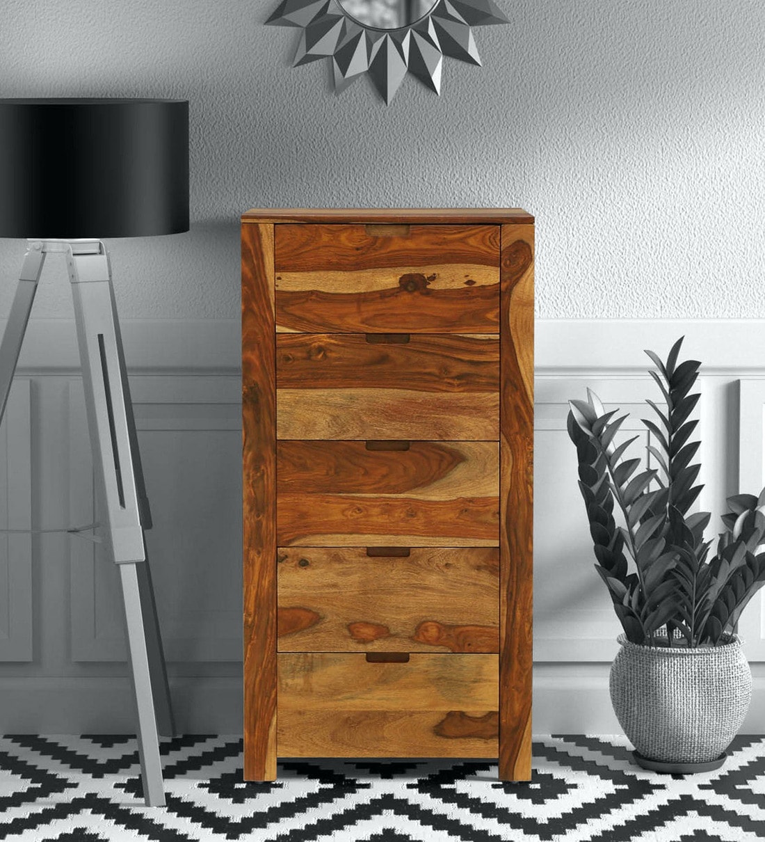 Buy Enkel Sheesham Wood Chest of Drawers in Rustic Teak Finish at 3% ...