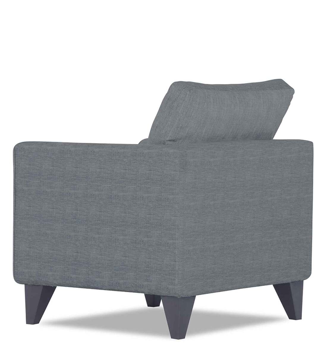 Buy Enzo Fabric 1 Seater Sofa in Grey Colour by Adorn India Online ...