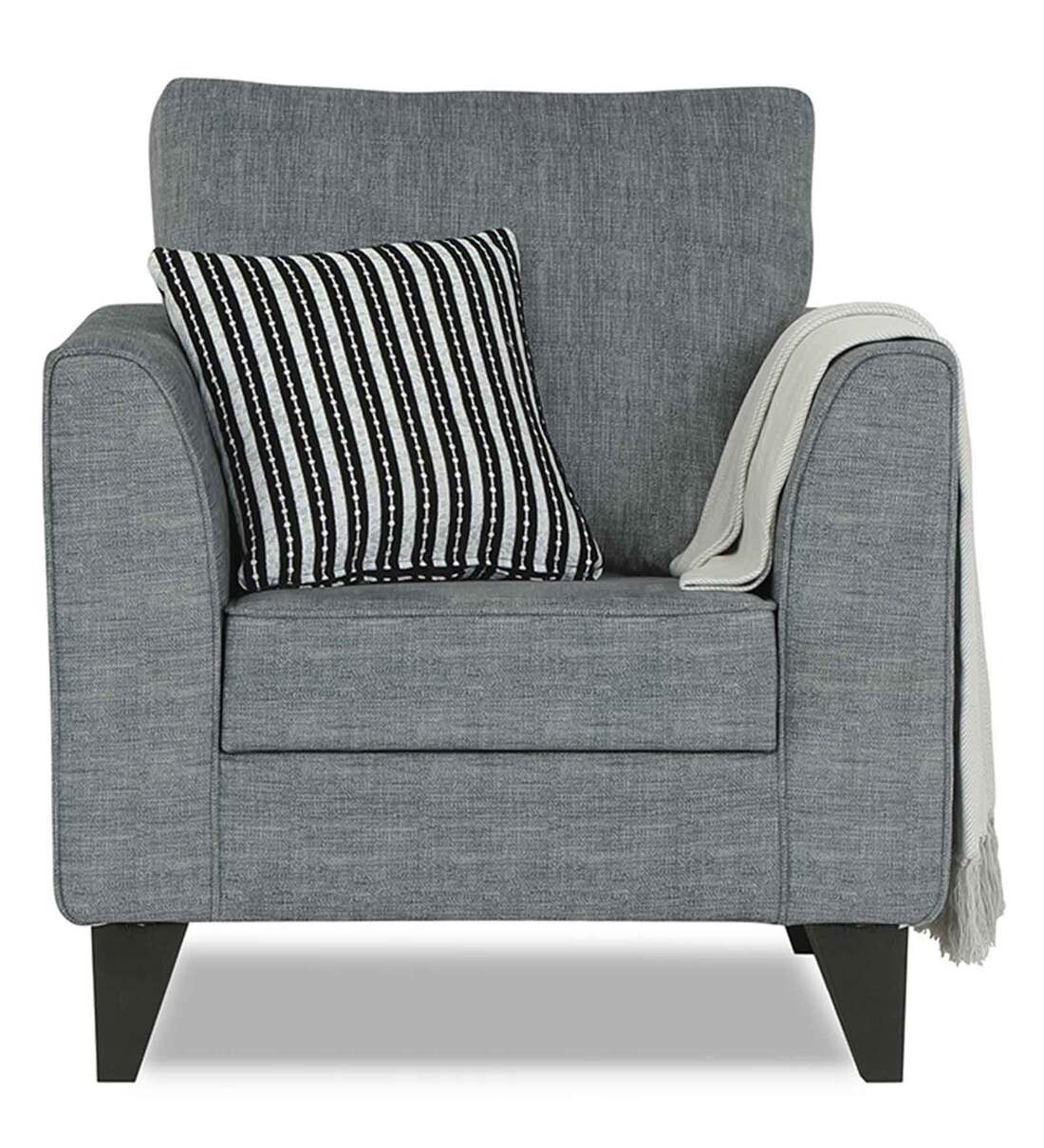 Buy Enzo Fabric 1 Seater Sofa in Grey Colour by Adorn India Online ...