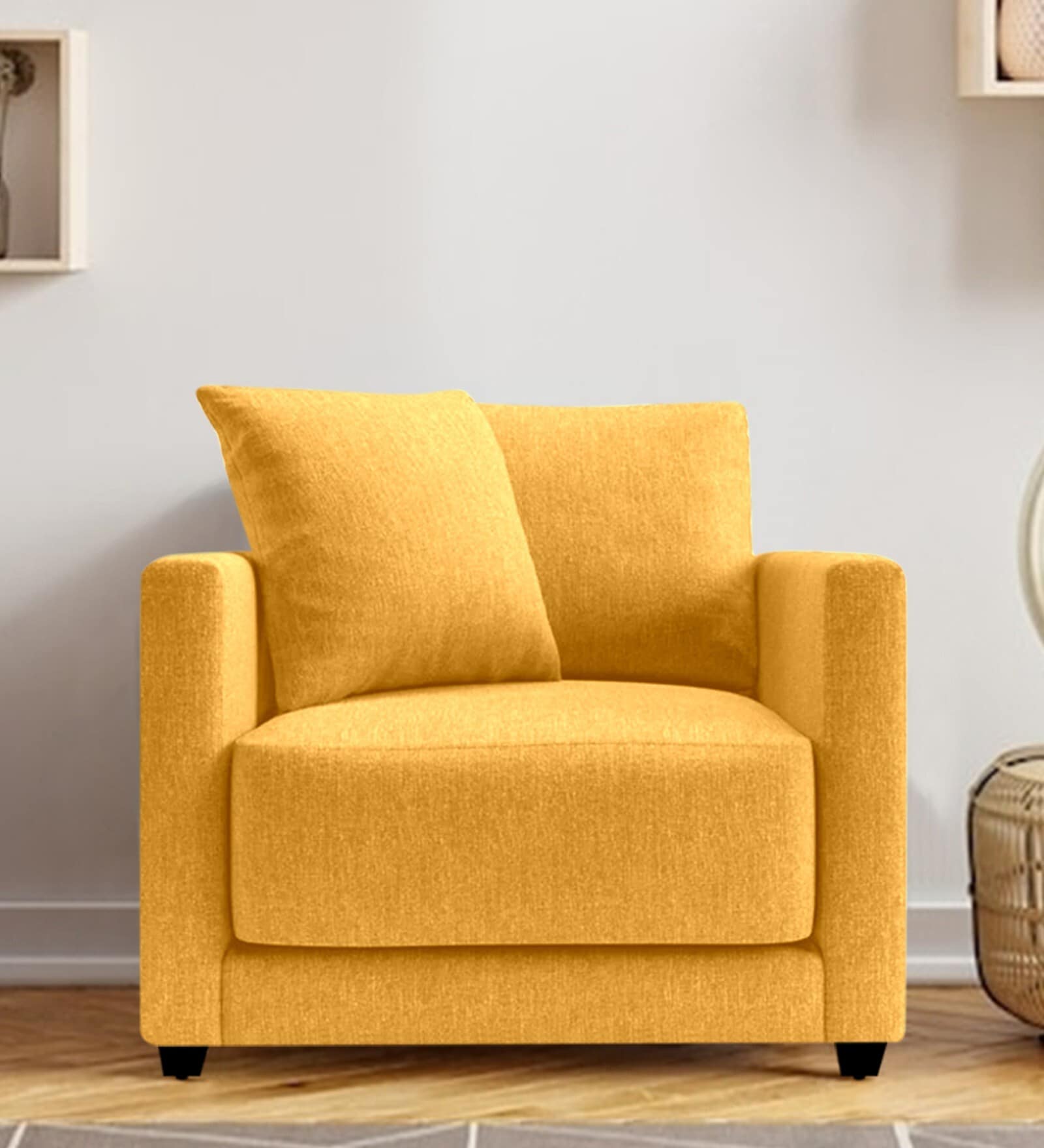 Buy Enchant Fabric 1 Seater Sofa In Lemon Yellow Colour at 30% OFF by ...