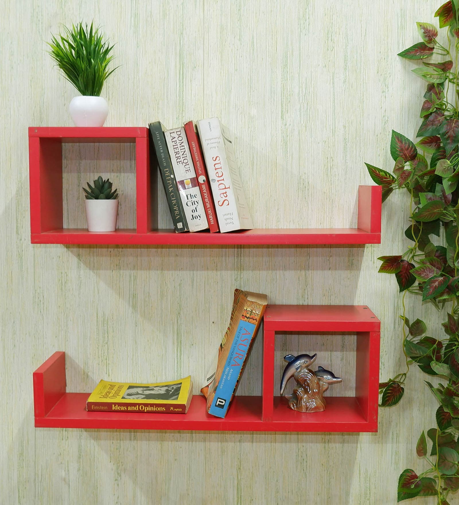 Buy Engineered Wood Book Shelf In Red By RayTrees at 20% OFF by ...