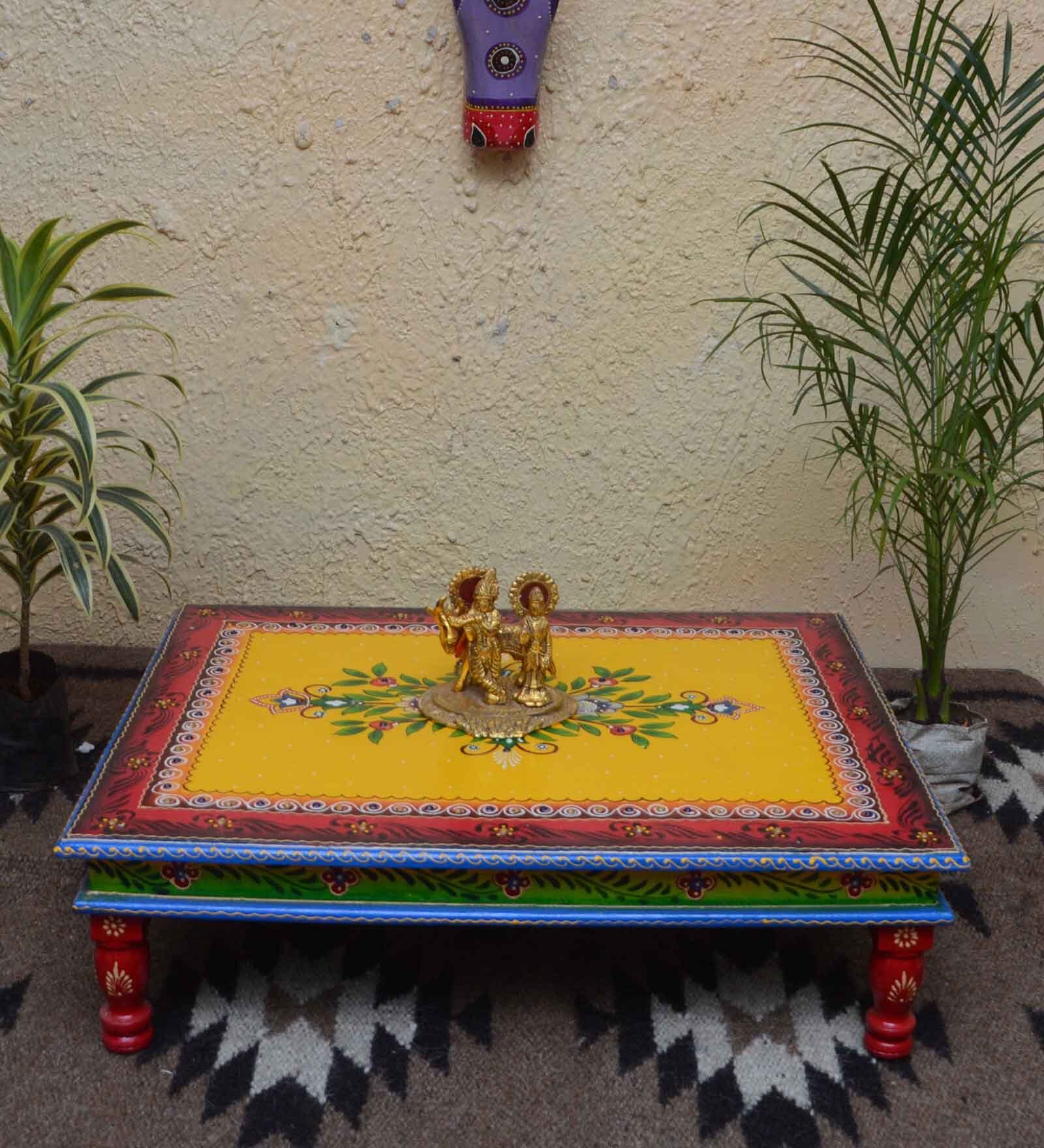 Buy Engineered Wood Chowkie In Yellow at 32% OFF by Art of Jodhpur ...