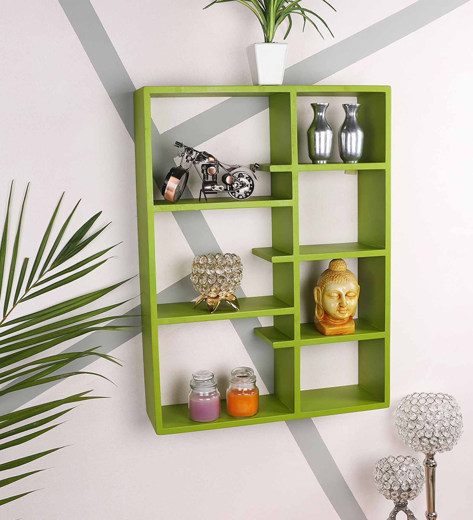 Buy Engineered Wood Wall Shelf in Green Colour By Home Sparkle at 25% ...