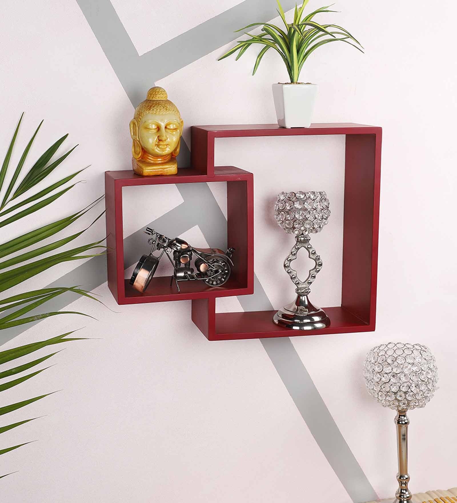 Buy Engineered Wood Wall Shelf in Red Colour by Home Sparkle at 41% OFF ...