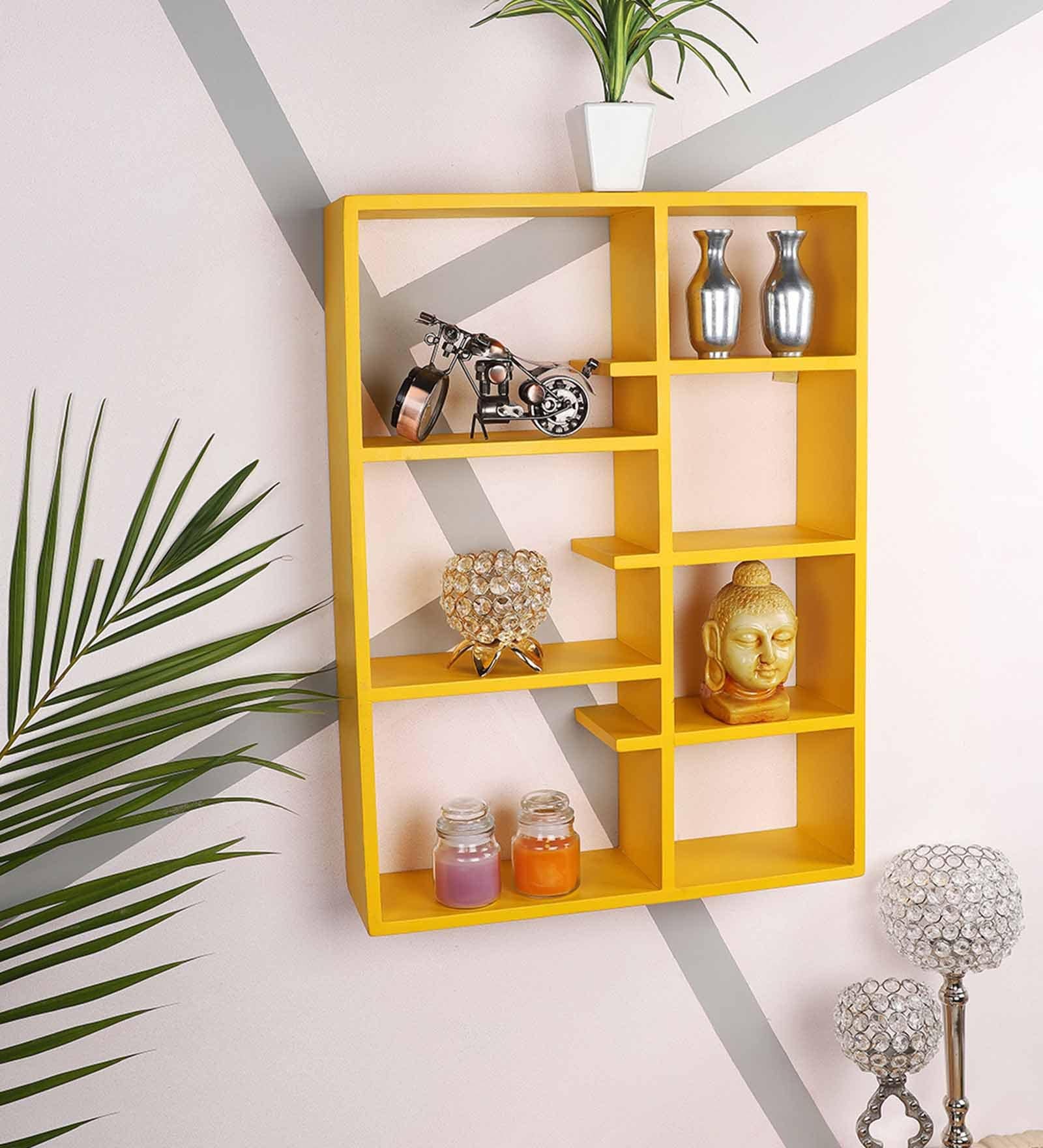 Buy Engineered Wood Wall Shelf in Yellow Colour by Home Sparkle at 42% ...