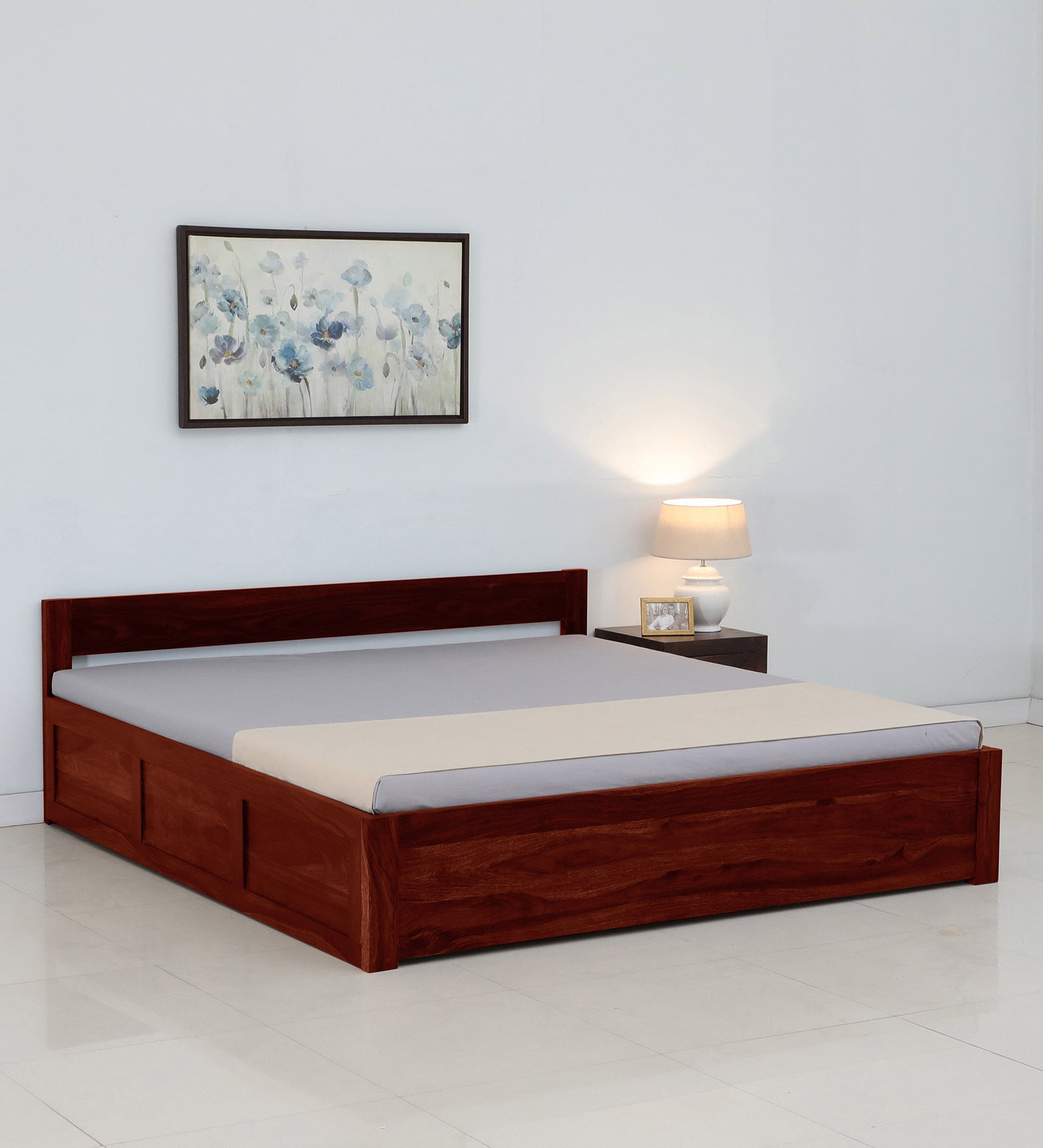 Buy Enkel Sheesham Wood Queen Size Bed in Scratch Resistant Honey Oak ...