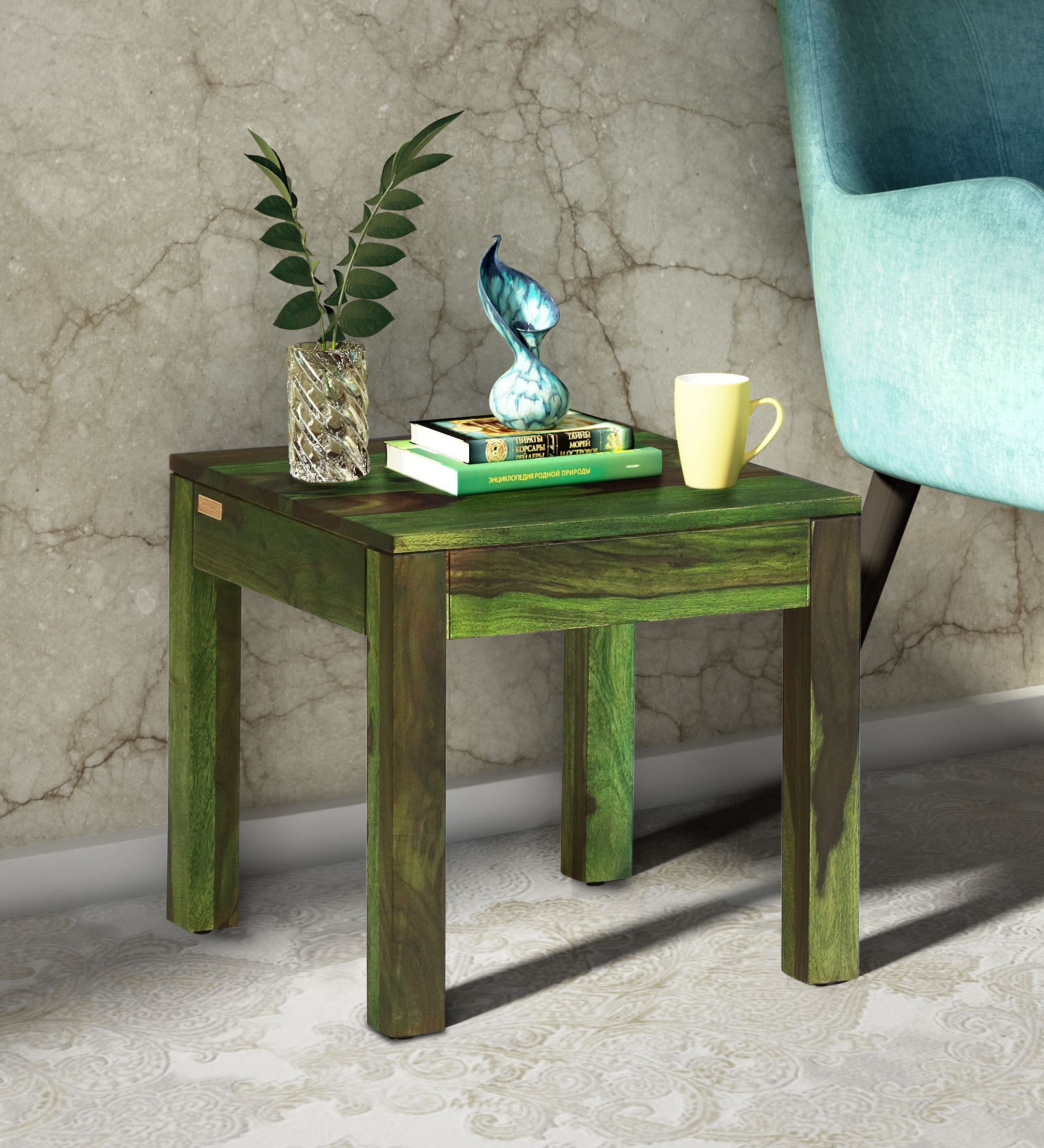 Buy Enkel Solid Wood End Table in Spring Green Finish at 37% OFF by ...