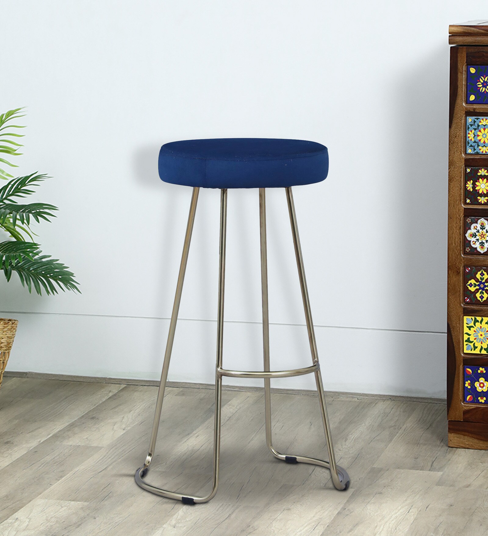 Buy Enrico Metal Bar Stool In Blue Colour at 3% OFF by Casacraft from ...