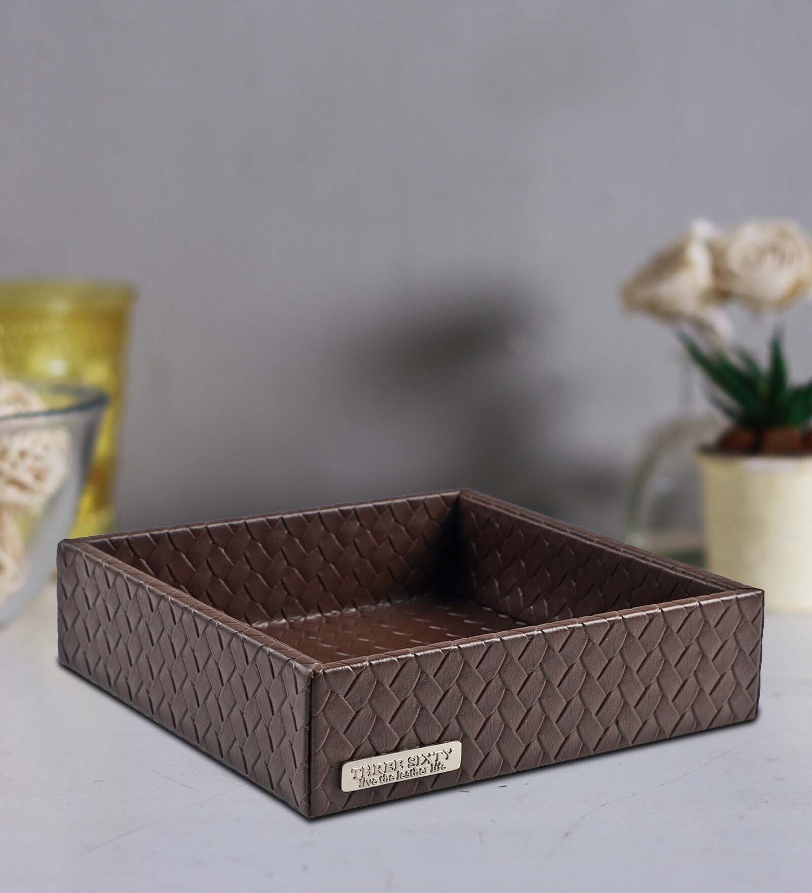 Buy Entwine Brown Leather Serving Tray at 11% OFF by Three sixty | Pepperfry