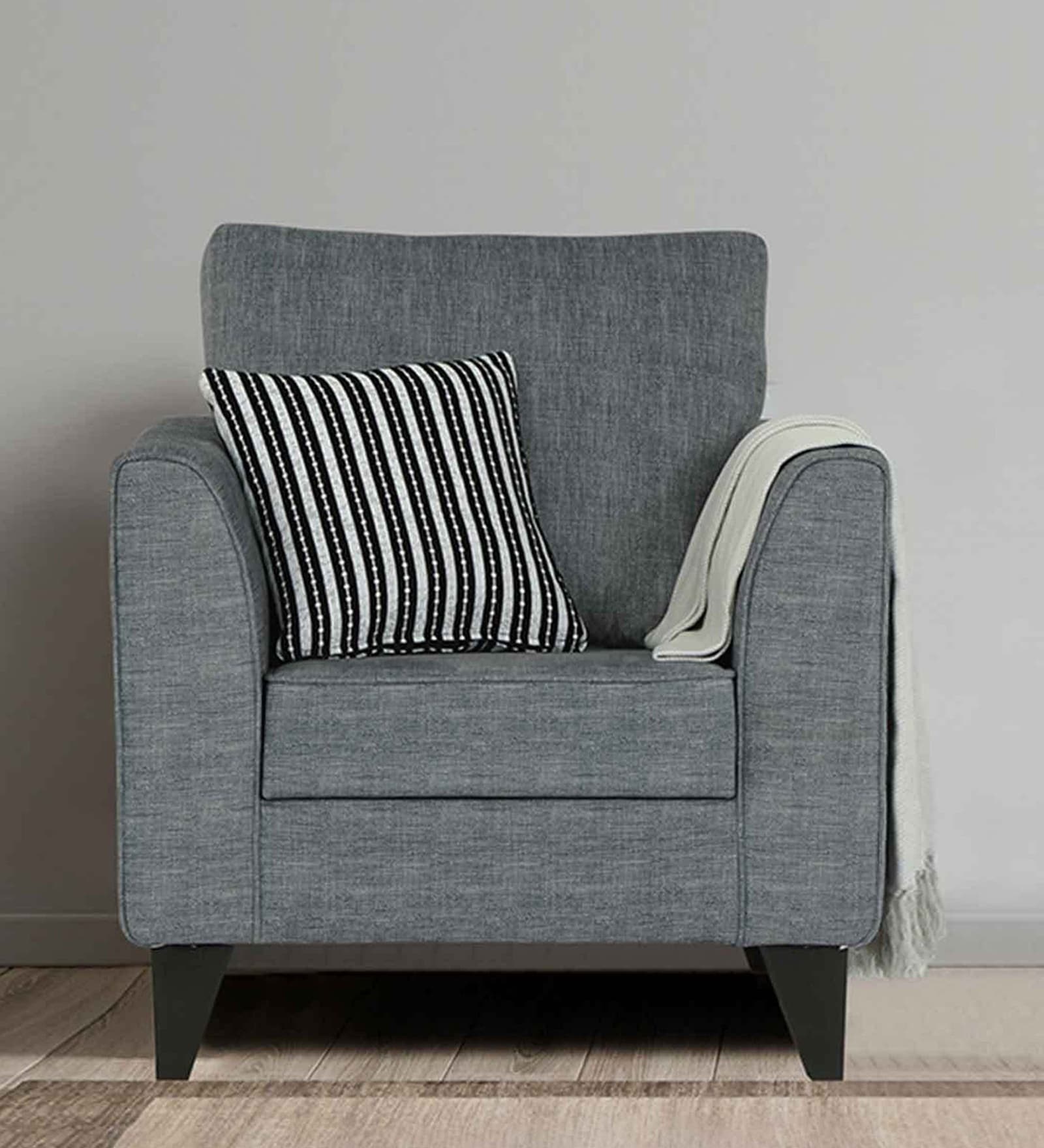 Buy Enzo Fabric 1 Seater Sofa in Grey Colour at 10% OFF by Adorn India ...