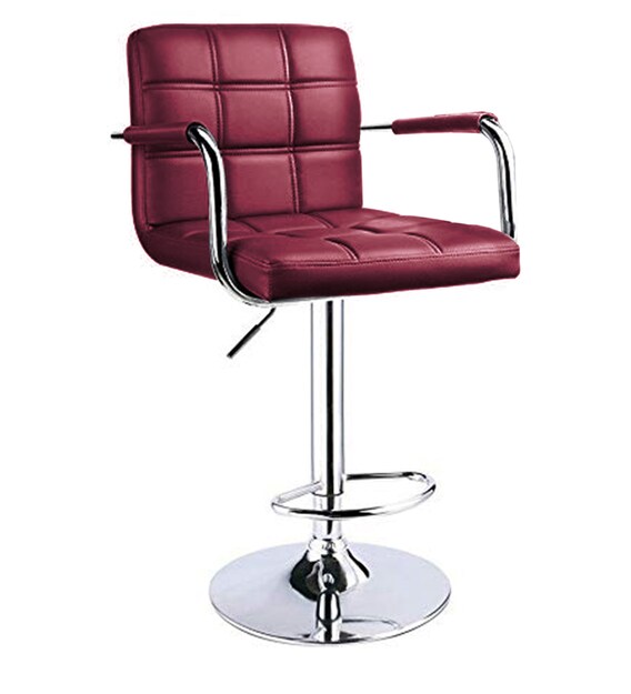Buy Enn Swivel Bar Stool in Maroon Colour by Furniturstation Online ...