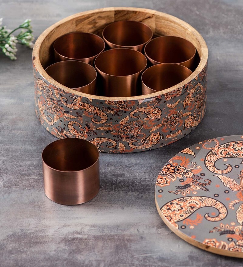 Buy Enamel Mango Wood Spice Box by Nestroots Online - Spice Boxes ...
