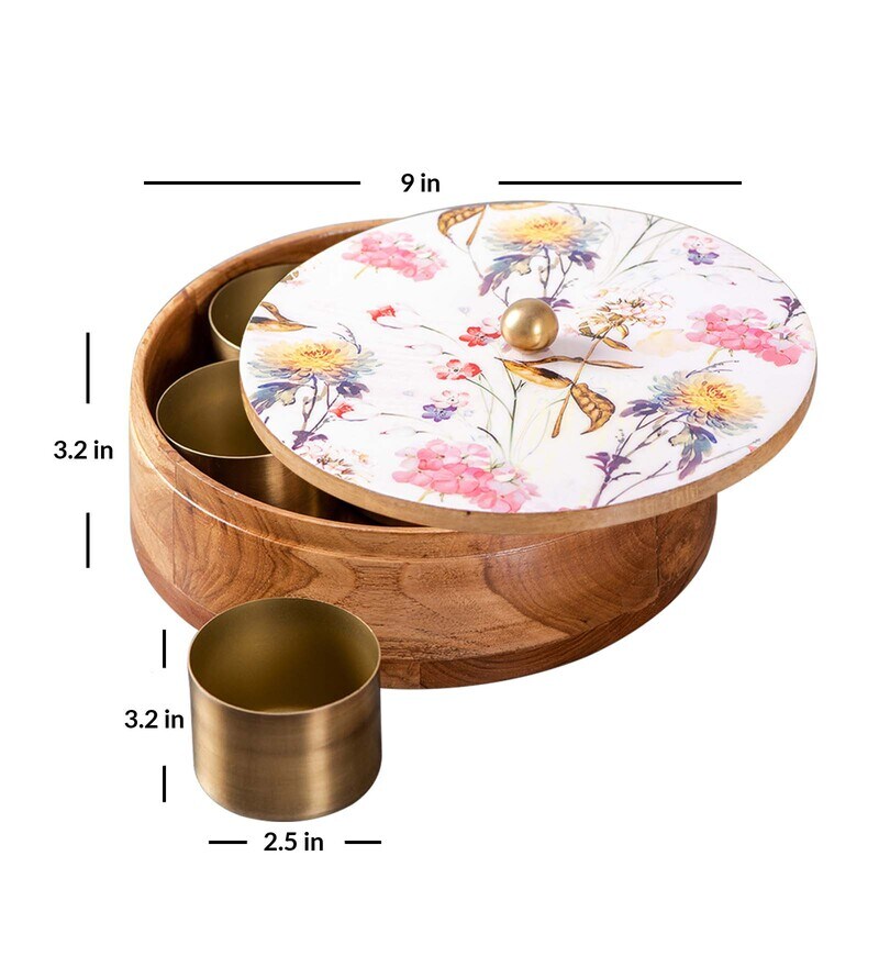Buy Enamel Mango Wood Spice Box by Nestroots Online - Spice Boxes ...