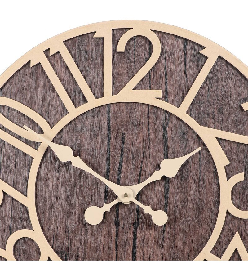 Buy Engineered Wood Wall Clock In Brown By Vardaanya Homes Online ...