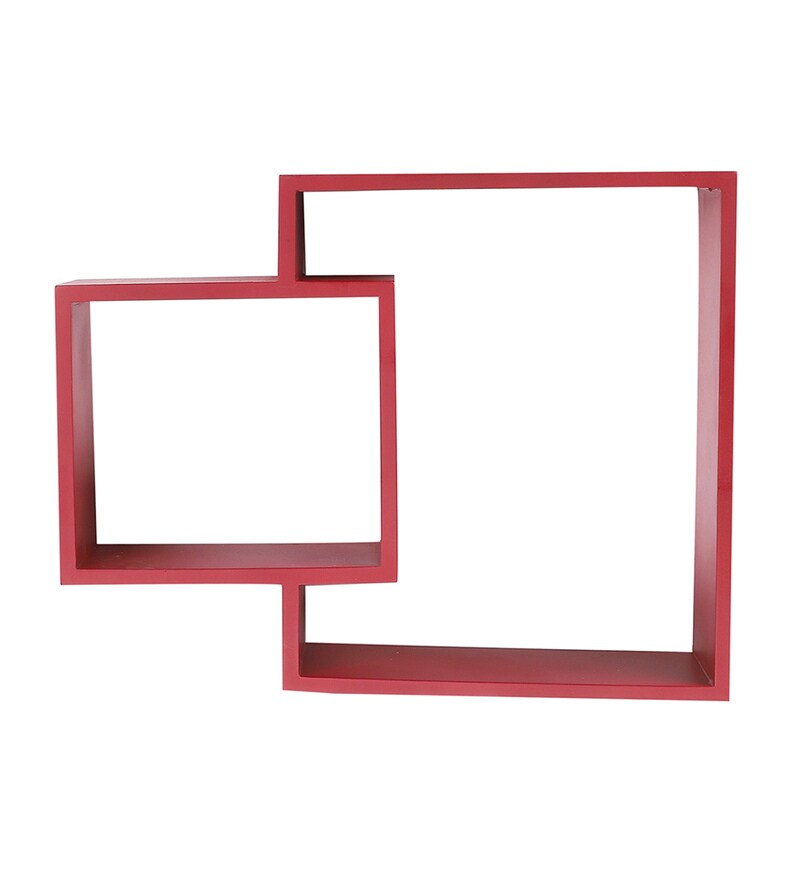 Buy Engineered Wood Wall Shelf in Red Colour by Home Sparkle Online ...