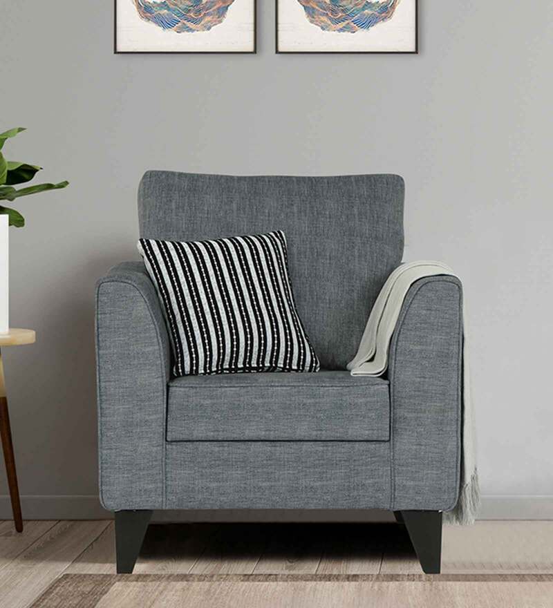 Buy Enzo Fabric 1 Seater Sofa in Grey Colour by Adorn India Online ...