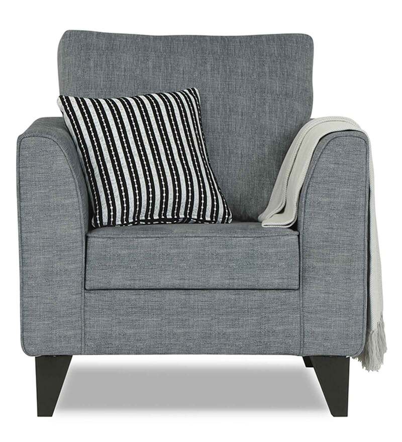 Buy Enzo Fabric 1 Seater Sofa in Grey Colour by Adorn India Online ...