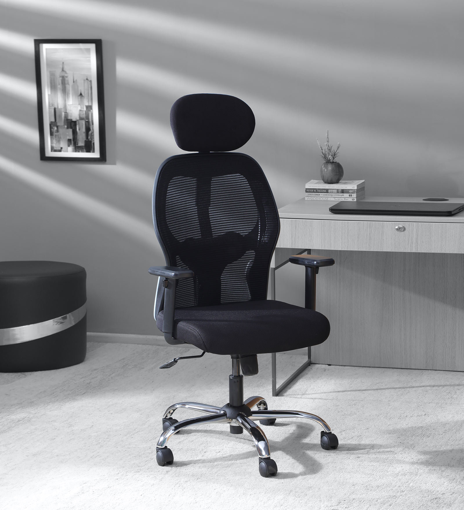 Buy Eon High Back Ergonomic Chair in Black Colour by Eva Online ...