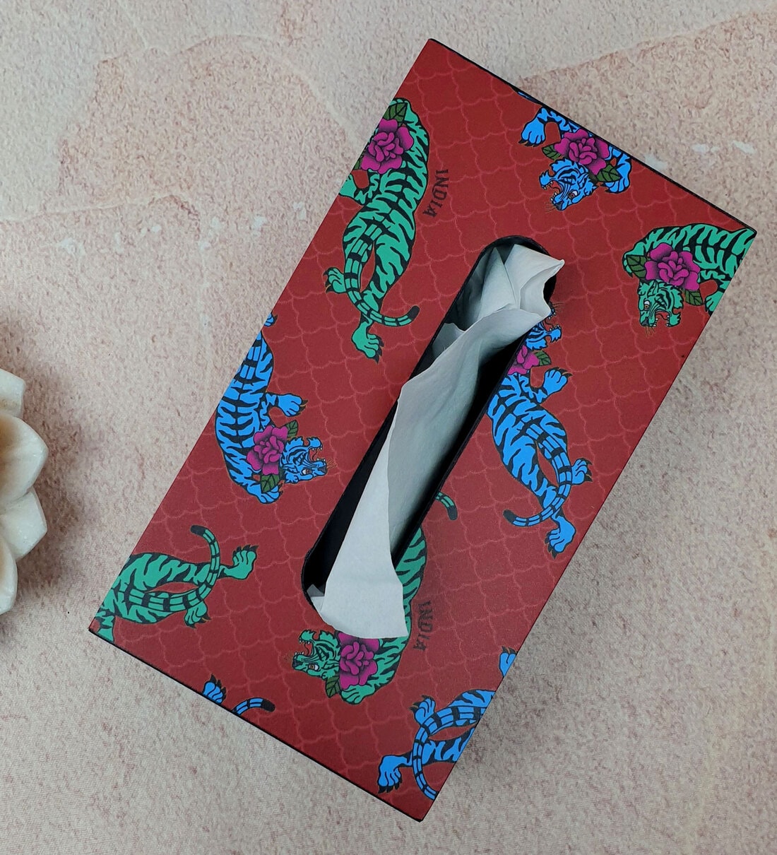 Buy Epoxy Moon Mist White & Brown Resin & MDF Tissue Holder By Maatir ...