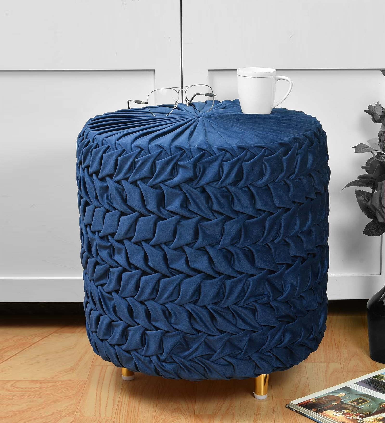 Buy Erin Smock Pouffe in Navy Blue Colour at 30% OFF by Riance ...