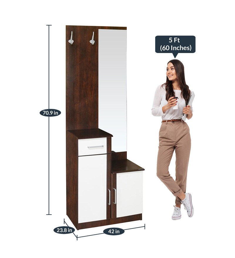Buy Erwin Dressing Table with Stool in Walnut Finish by Nilkamal Online ...
