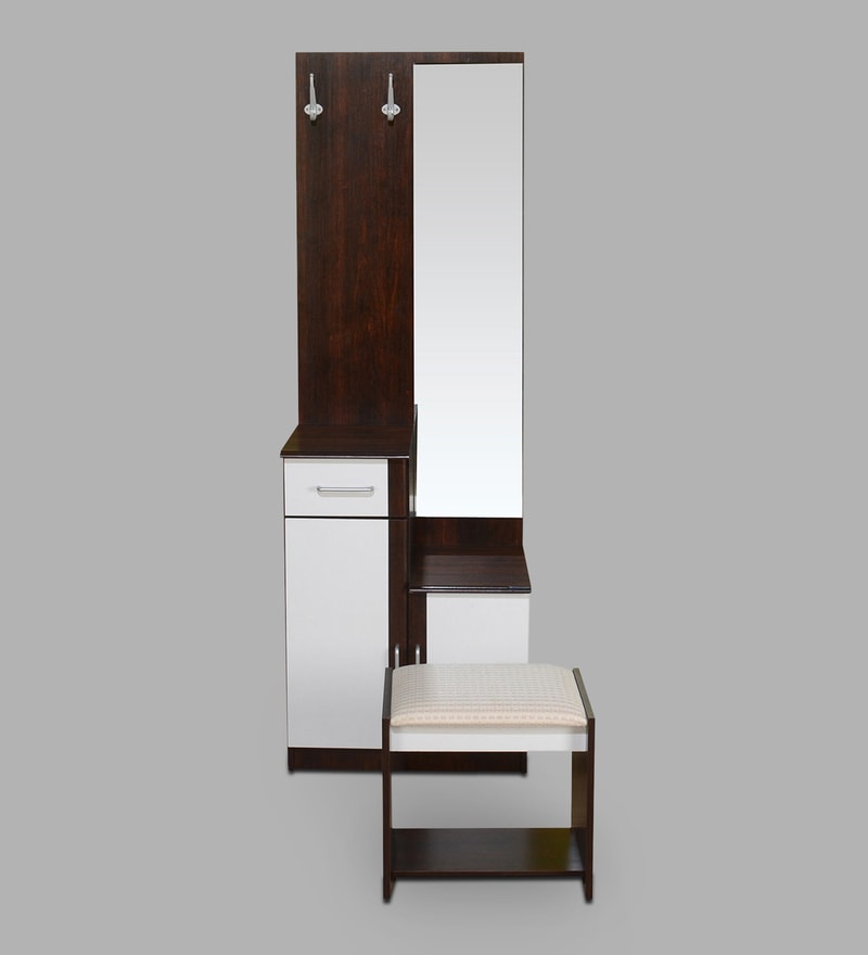 Buy Erwin Dressing Table with Stool in Walnut Finish by Nilkamal Online ...