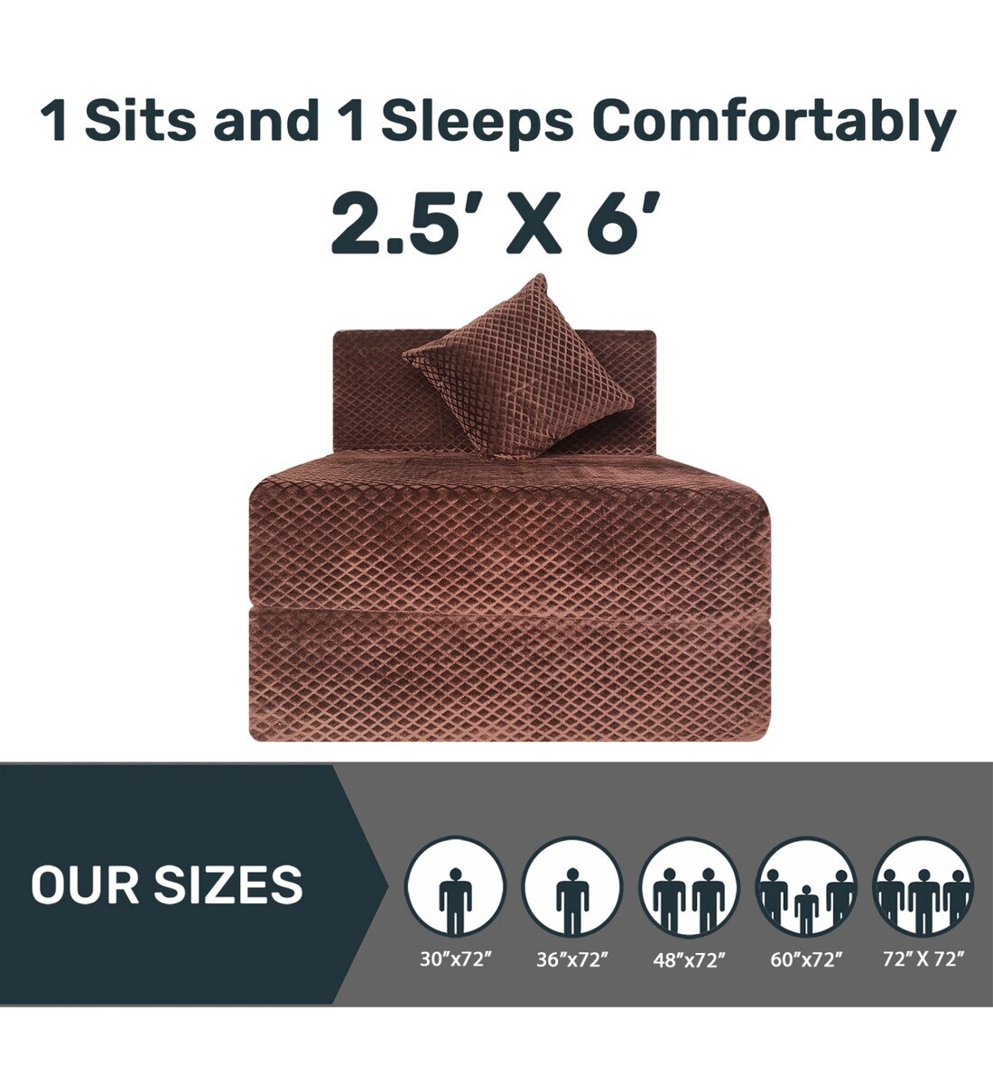 Buy Estella (72x30) 1 Seater Single Size 8 inch Sofa Cum Foldable ...